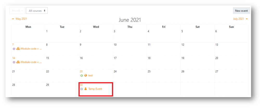 Section: Lesson 3: How do I view my calendar? | STU-100: Basic Skills in Using myModules on ...